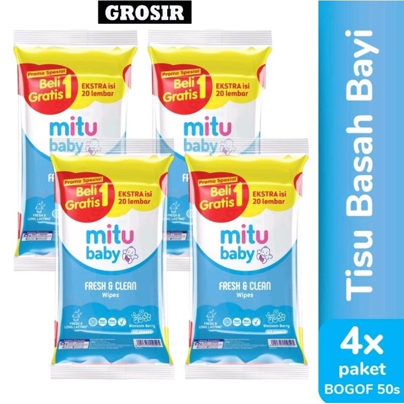 Mitu Baby Wet Tissue 50 sheets (Pack of 4 bands) | Shopee Malaysia