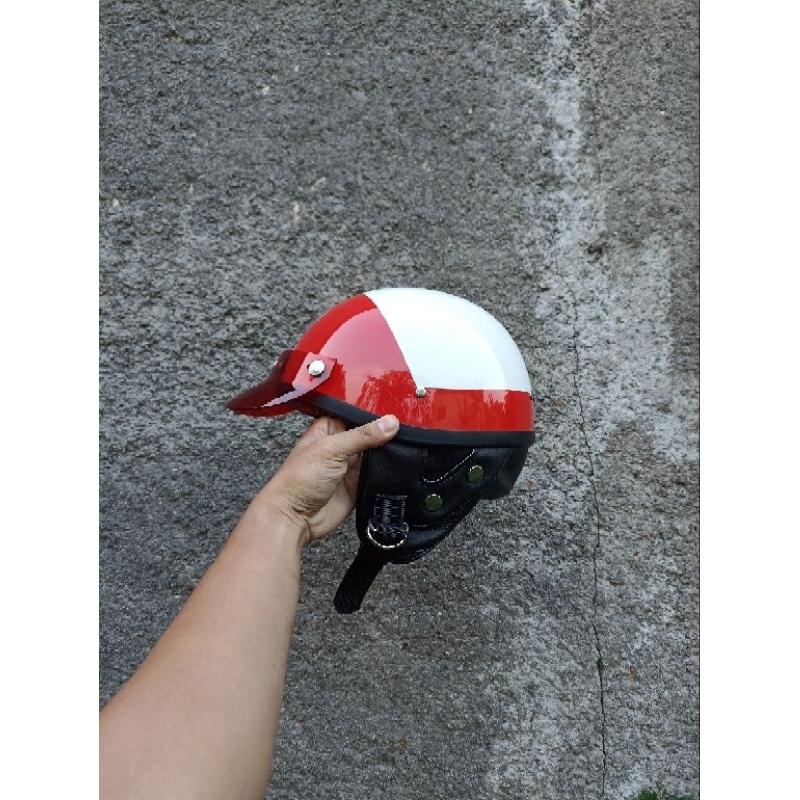 MERAH PUTIH New Helmet chips police Red White custom | Shopee Malaysia