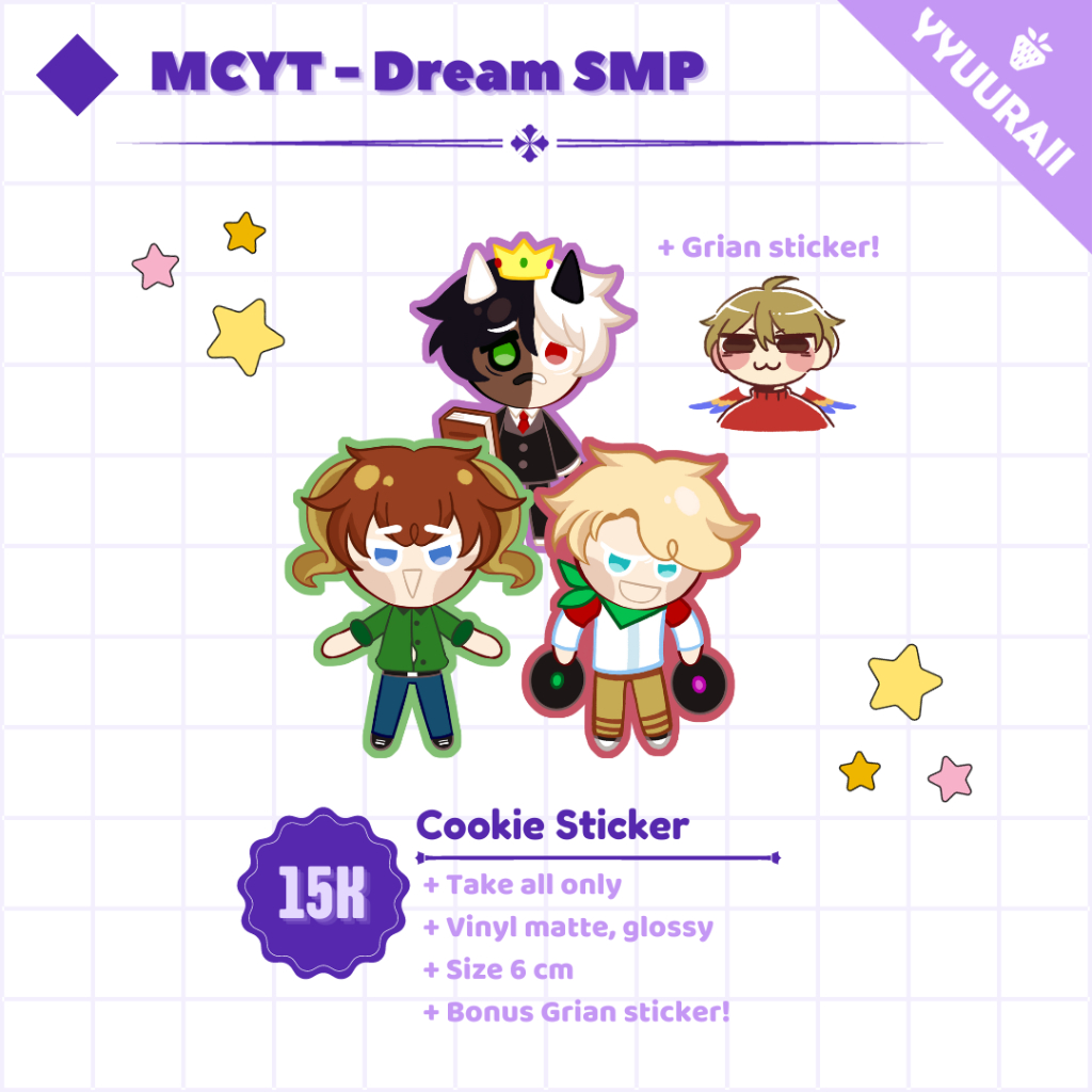 Last STOCK II MCYT Dream SMP || Bench Trio Sticker Set || Yyuraii ...