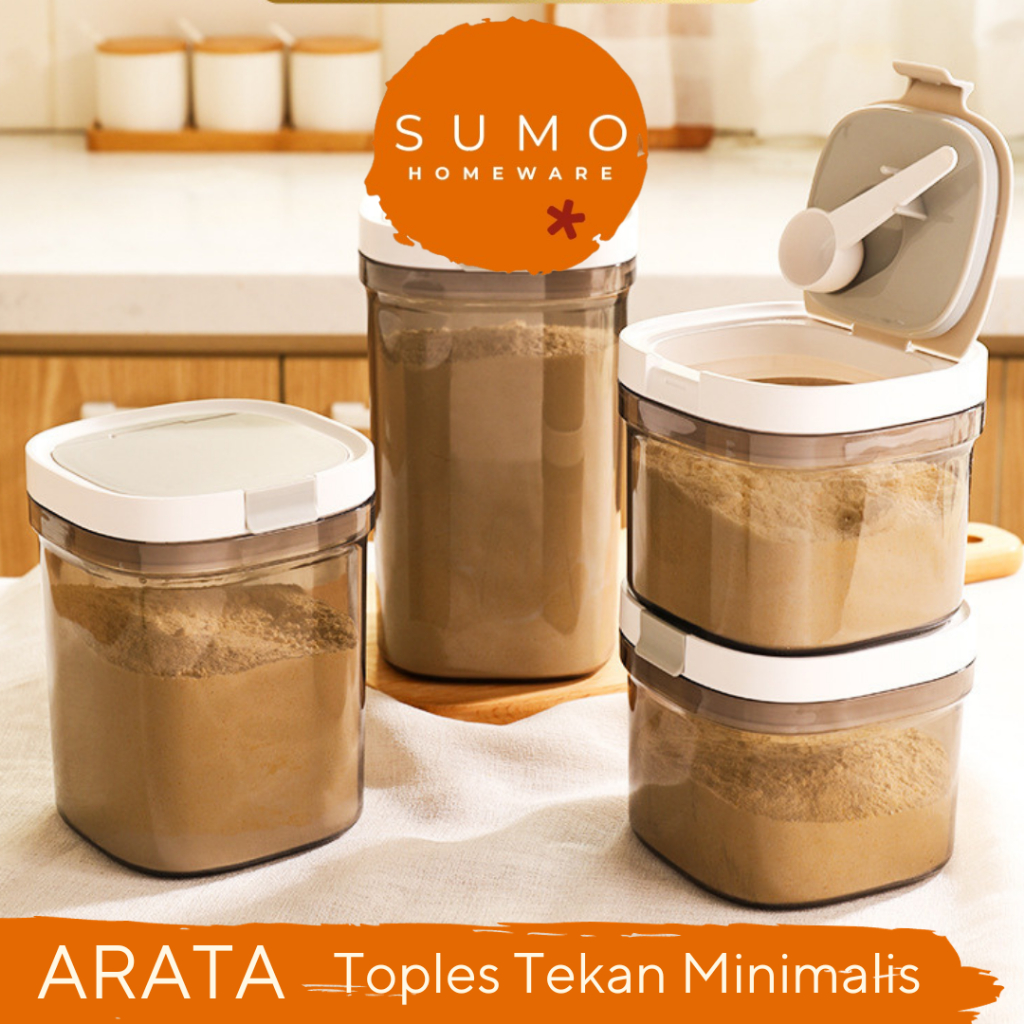 |Sumo SUMO SUMO| Arata Clear Snack Storage Minimalist Kitchen Spice Jar Airtight Sugar Tea ...