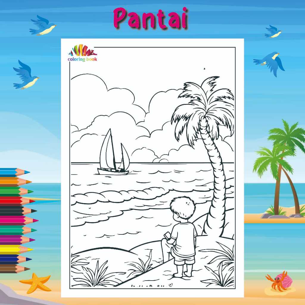 Coloring PAPER / COLORING / DRAWING PAPER / BEACH / COLORING PAPER FOR ...