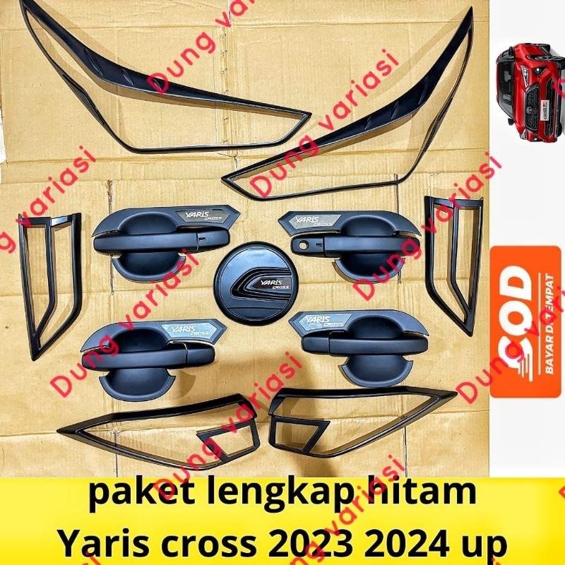 HITAM Complete package of garnish outer handle tank cover black, chrome ...
