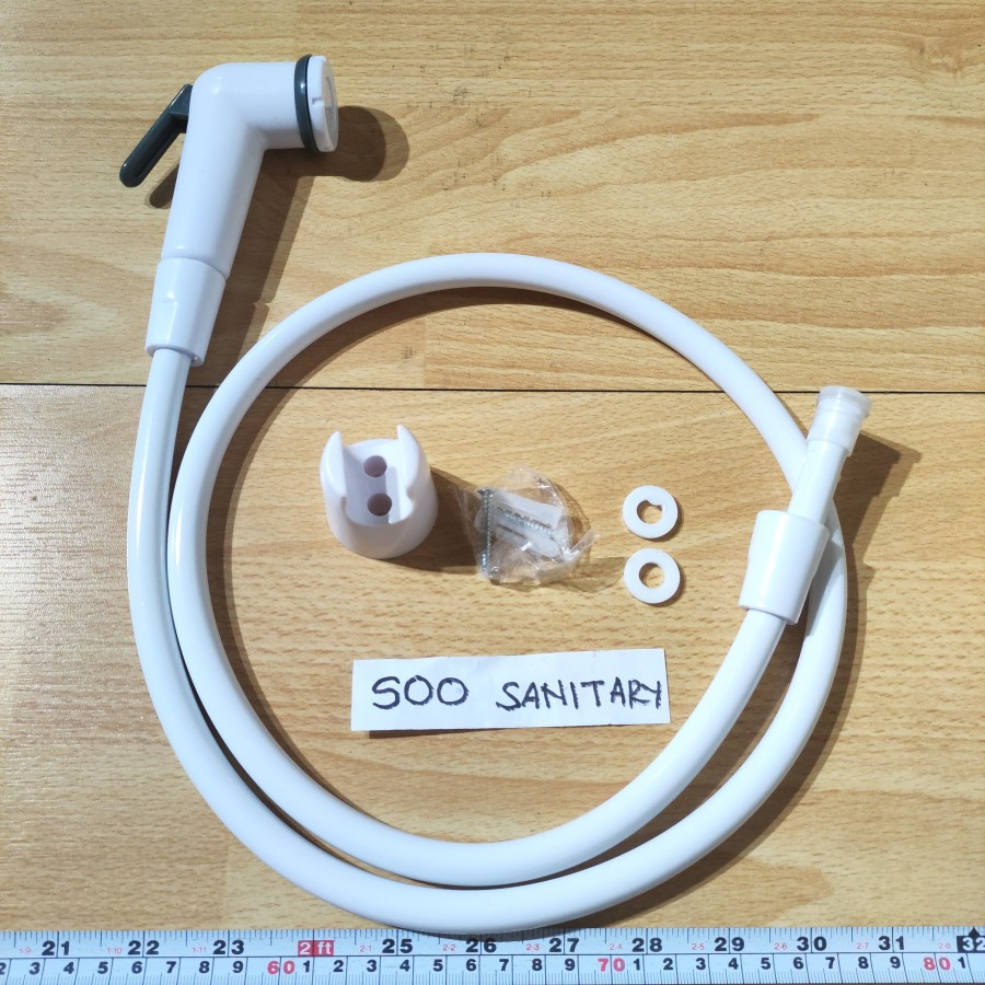 PUTIH Jet Shower PVC 1/2" White Gray - Plastic Bidet Toilet Spray Set ...