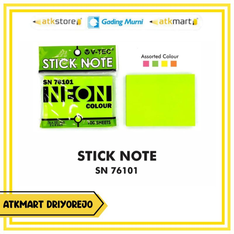 V-TEC STICKY NOTES SN-76101 - STICK NOTE - POST IT - MEMO TEMPEL ...
