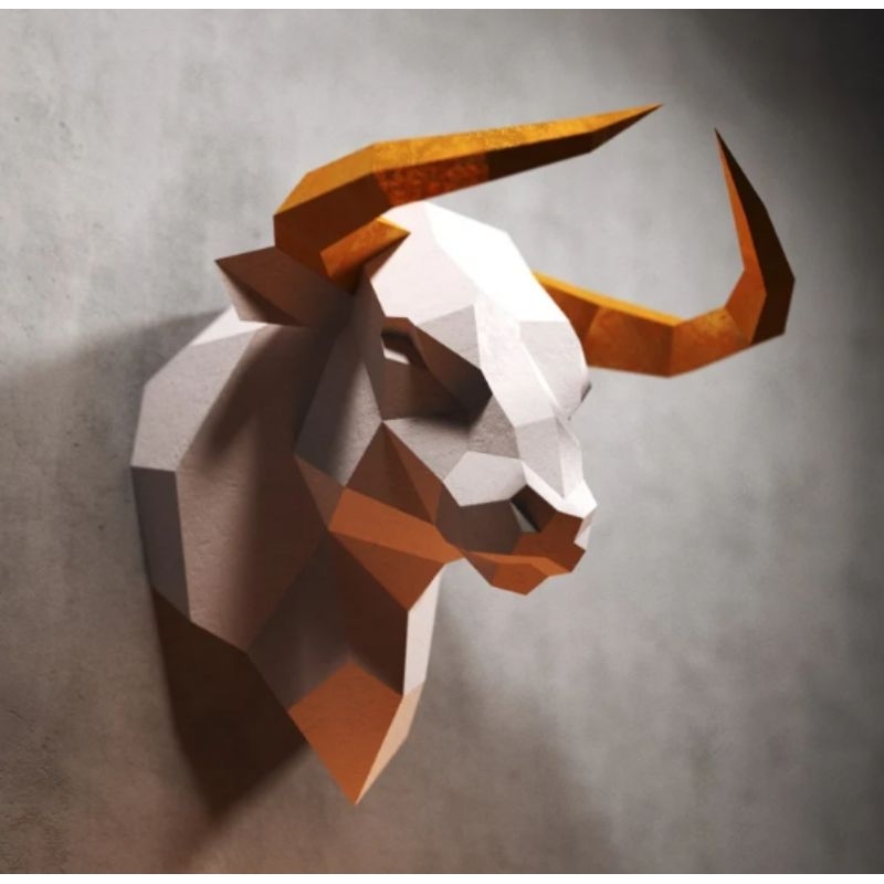 Low Poly Big Bull Head Wall Papercraft | Shopee Malaysia