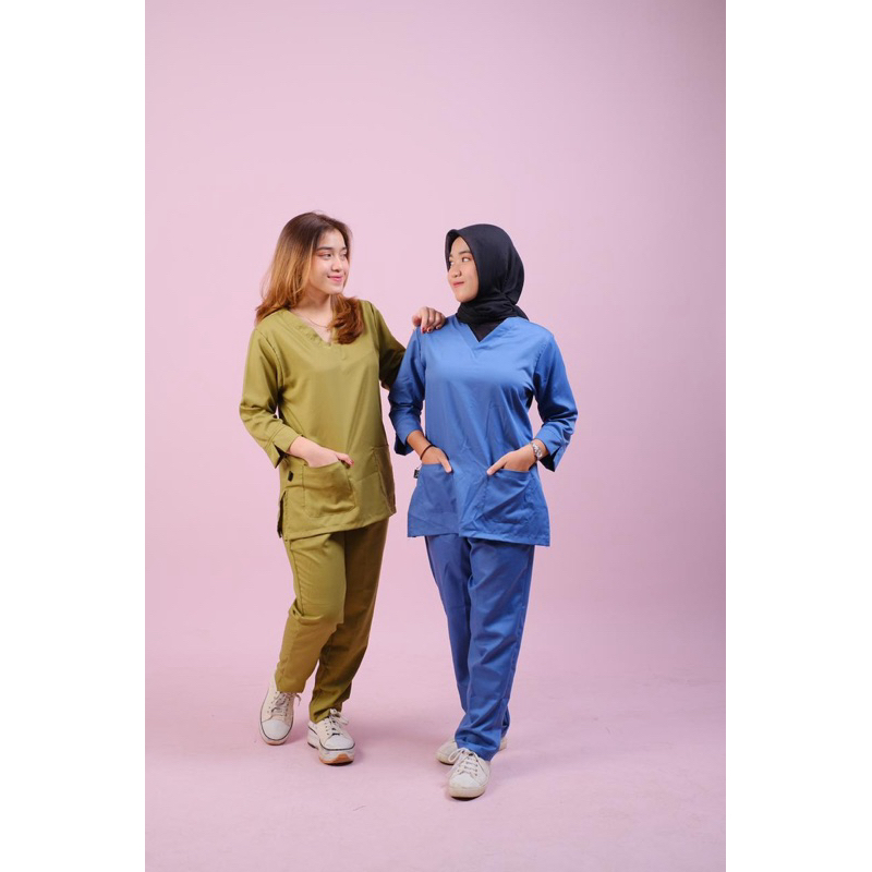 OK Guard Shirt V neck 7/8 Sleeves One Set | Medical Scrub Oka Nurse Doctor Midwife Nakes ...