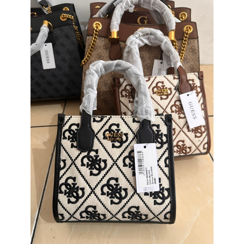 Guess new silvana mini tote canvas | Shopee Malaysia