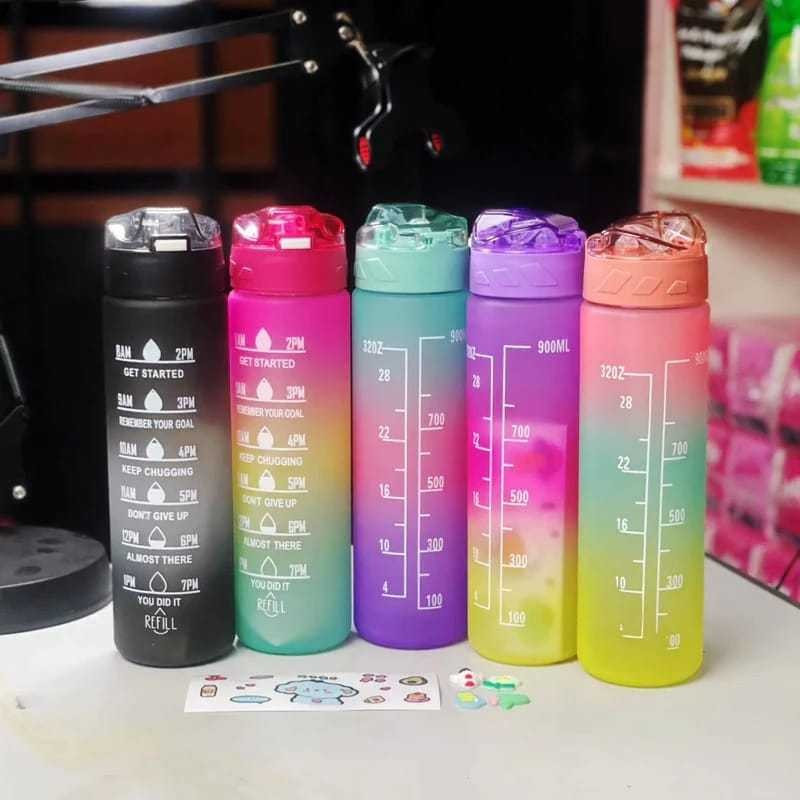 1 LITER Rainbow Drinking Bottle FREE Straw Rope Sticker | Shopee Malaysia
