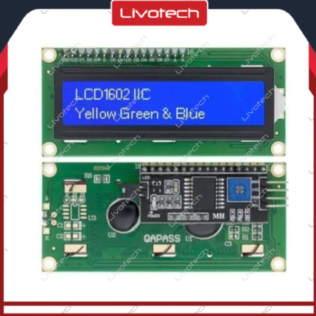 LAYAR Lcd Display Blue 16x2 I2C Character 1602 Background Screen Blue ...