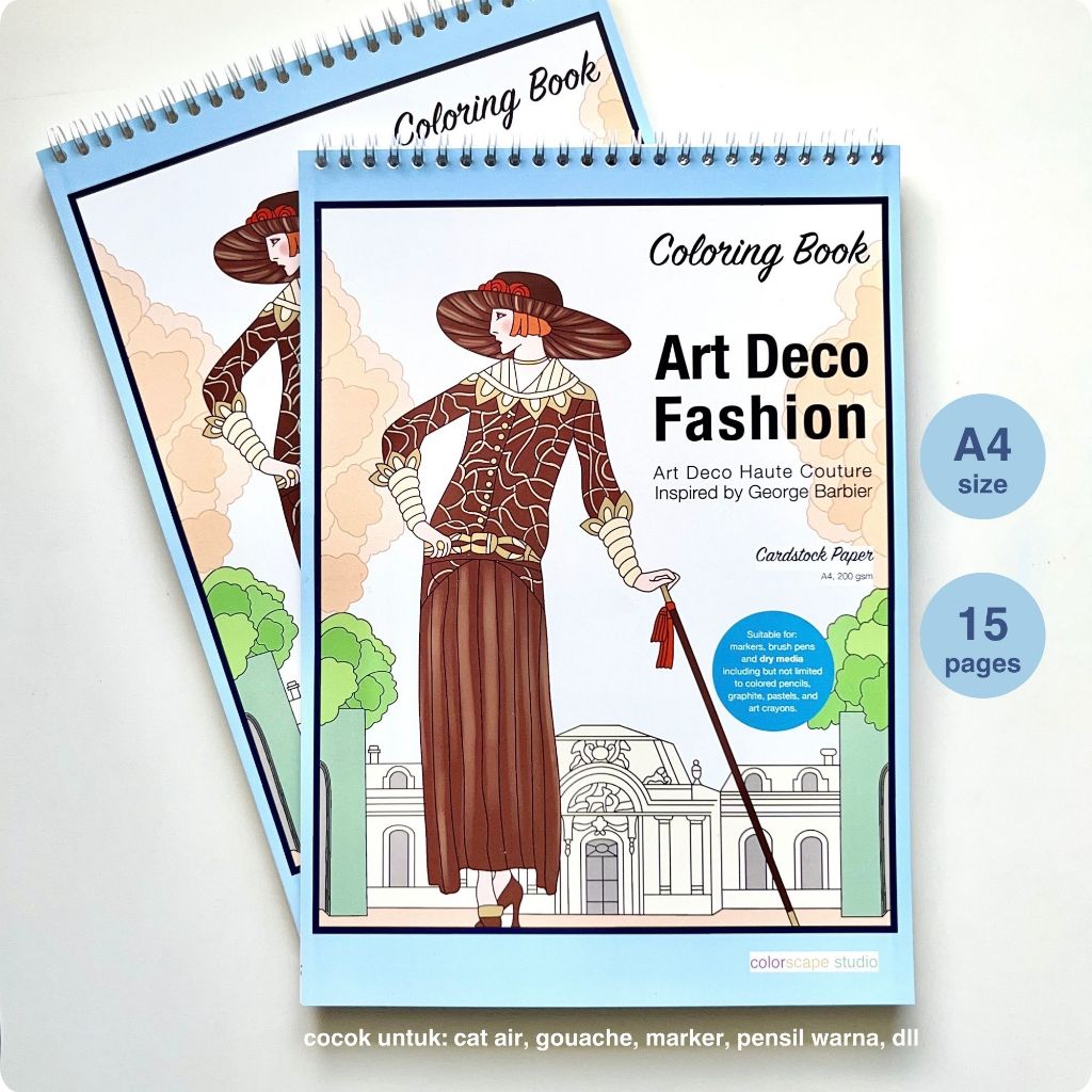 Colorscape Watercolor & Mixed Media Coloring Book - Art Deco Fashion ...