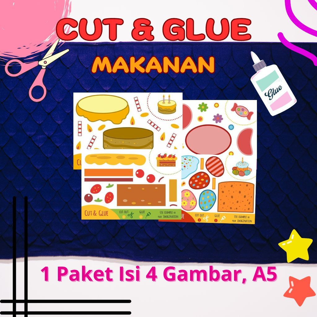 Cut and Glue Scissors Paste Food Theme Children's Activity Sheets ...