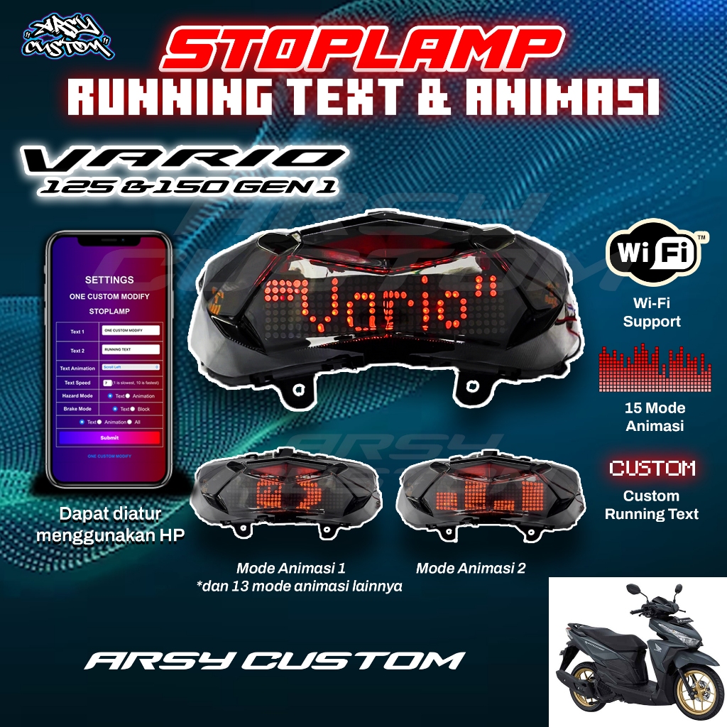 Stoplamp Led Running Text Animation Vario 125 150 Old Led Rear Brake