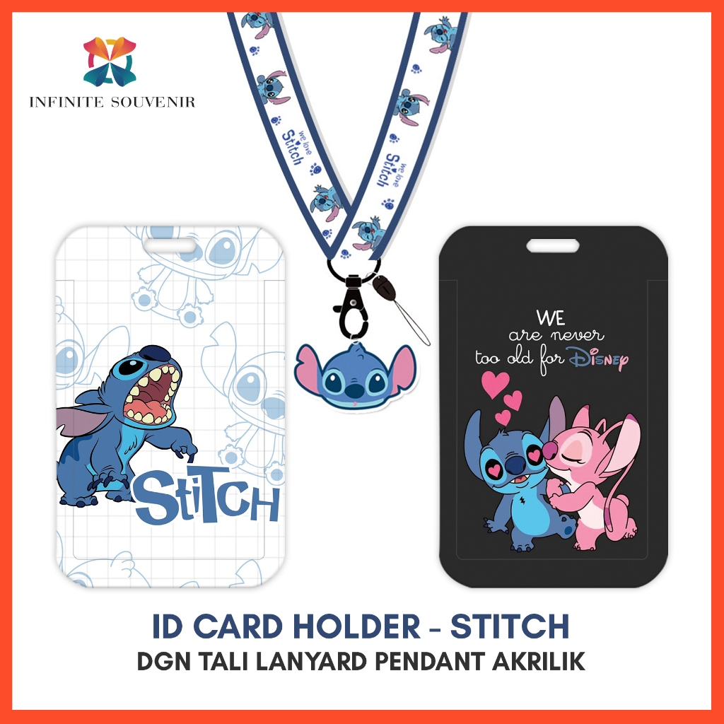 GANTUNGAN [N003] Stitch / Name Tag Card Holder Stitch Character Motif ...