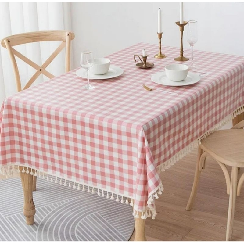 1cm checkered tassel lace tablecloth | Shopee Malaysia