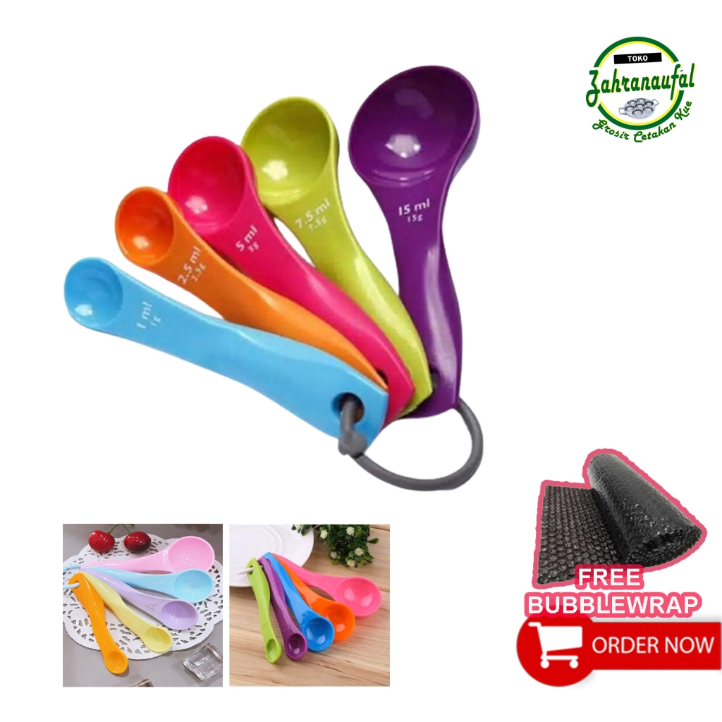 Measuring SPOON SET 5 IN 1 COLORFUL / PASTEL SIZES OF SPICE WATER CAKE ...