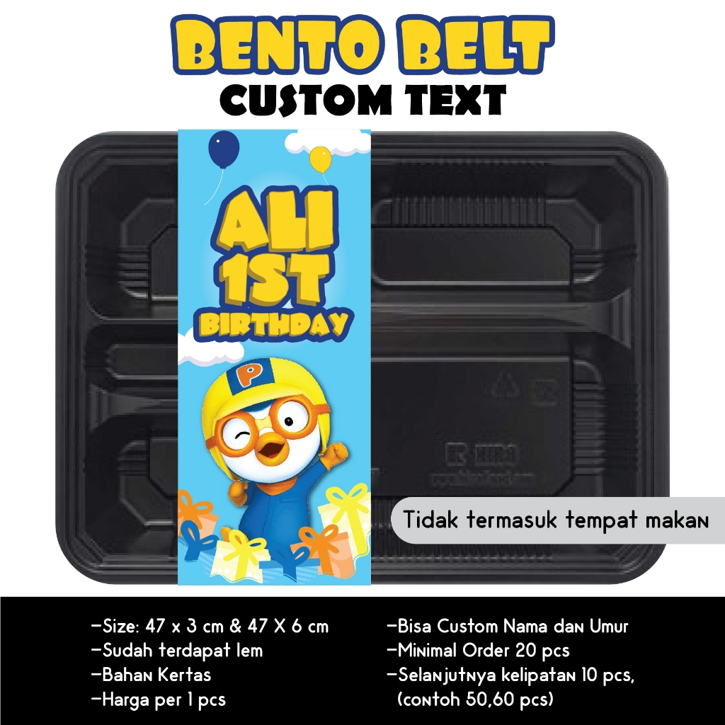 Bento BELT CUSTOM PORORO GREETINGS LUNCH BOX BIRTHDAY GREETINGS PAPER ...