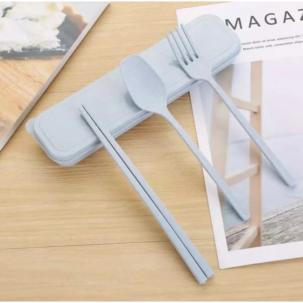 Cutlery set 3in1 Plastic box Dinnerware set Straw Dinnerware set 3in1 ...