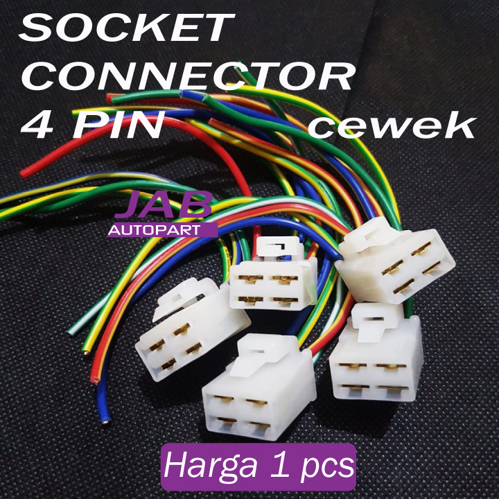 [4 pin] 4 PIN CONNECTOR SOCKET (INCLUDES SKUN AND CABLE) NYLON MATERIAL ...