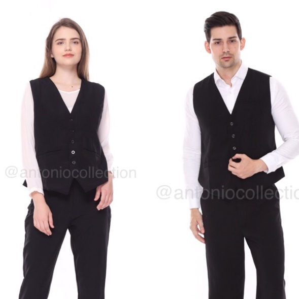 HITAM Most Efficient Black Formal Suit Vest Vest For Hotel Cafe ...