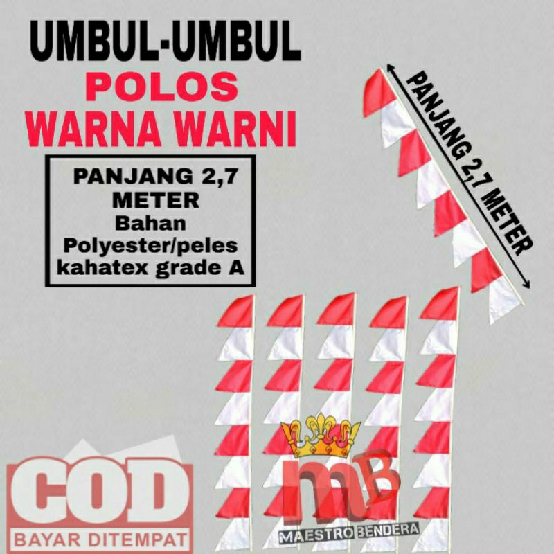 PUTIH MERAH Plain Red And White Pennant Flags (Without GARUDA Screen ...