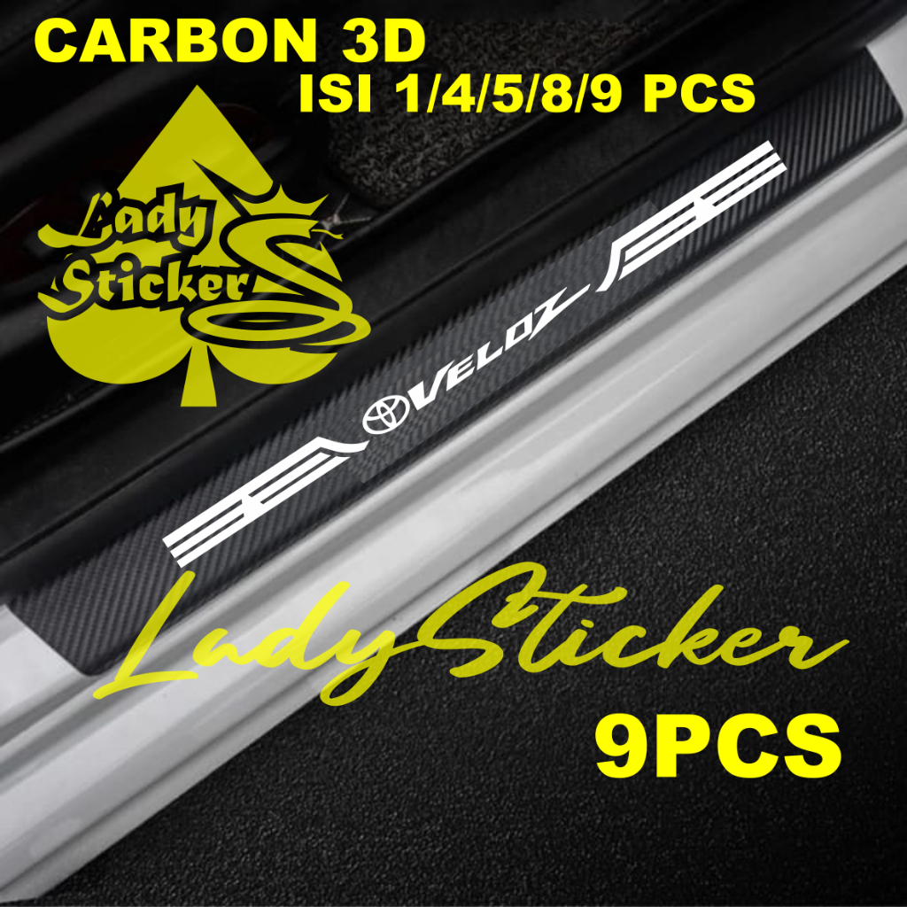 (LADY) Carbon 3D Car TOYOTA VELOZ STICKER SILL PLATE CARBON 3D Step ...