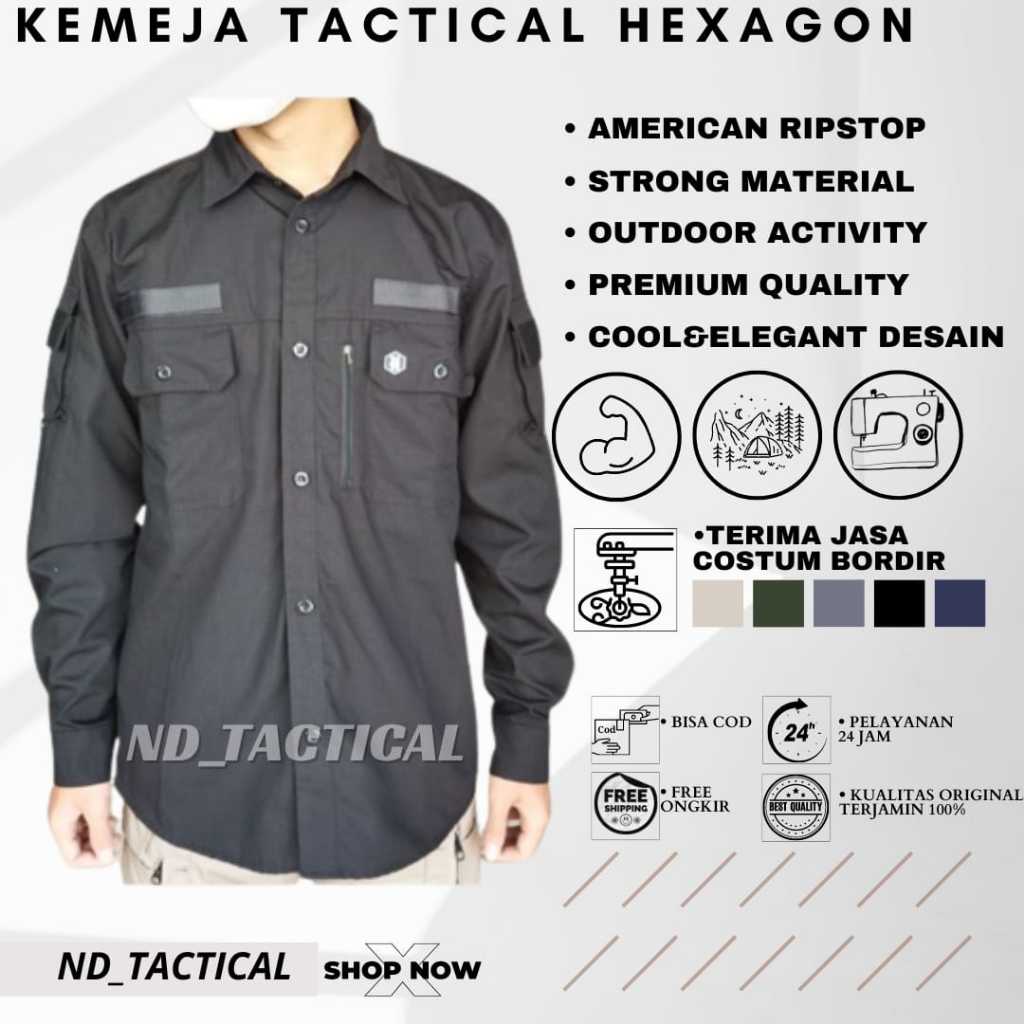 KEMEJA Tactical Hexagon Field Shirt PDH PDL Outdoor Ripstop Original ...