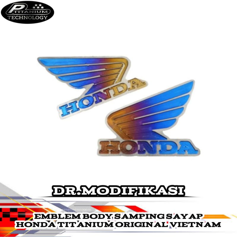 Honda Titanium Logo Wing Body Emblem Original Vietnam Universal ...