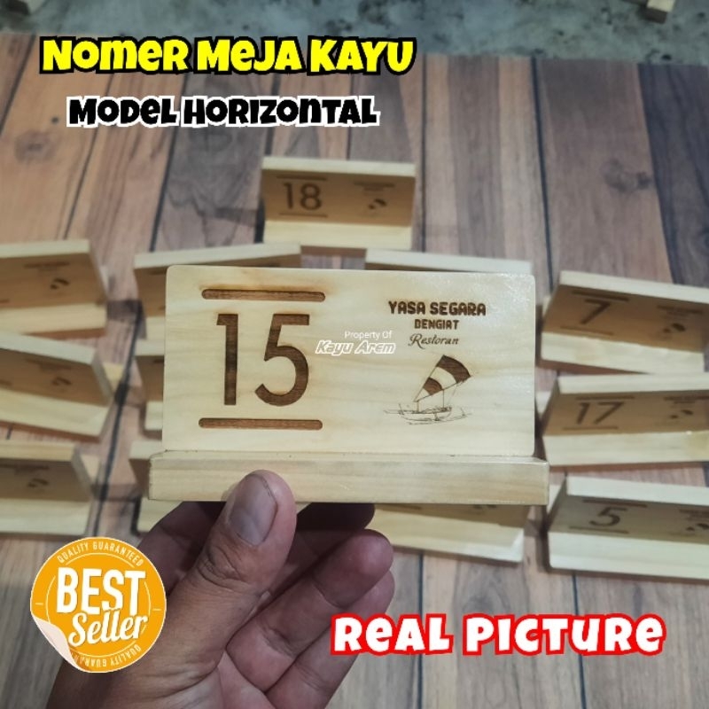 KAYU Horizontal Dutch Teak Wood Table Number | Cafe Restaurant Table ...