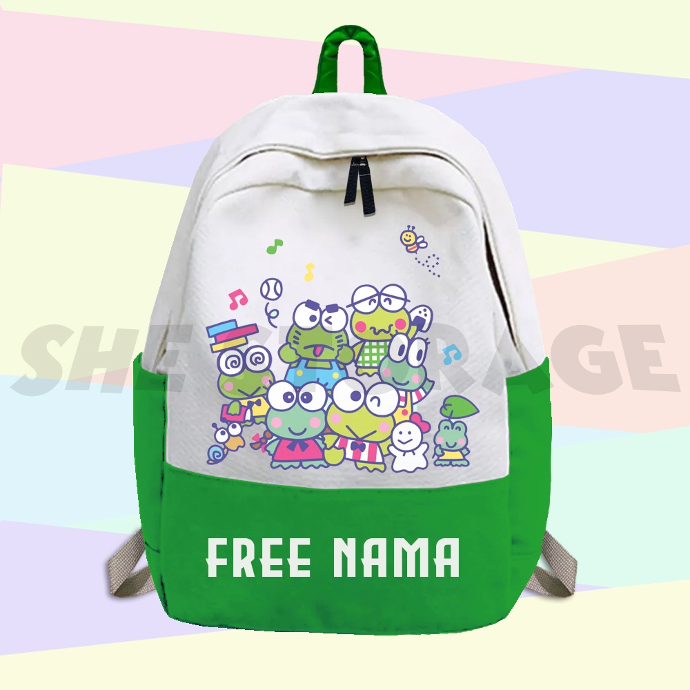 (FREE Name) Children's Backpack School Bag Keroppi Character Supercute ...