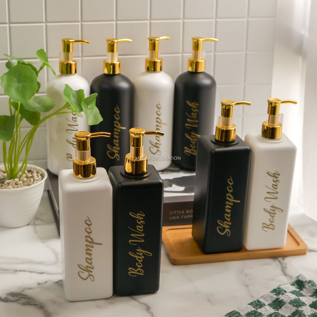 HITAM PUTIH Aesthetic Pump Bottle for Shampoo Soap/White Black ...