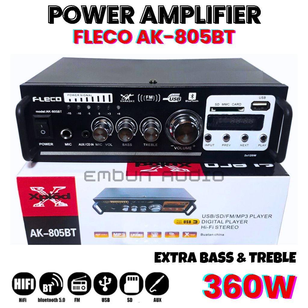 Power Amplifier Sound Amplifier 360Watt AK-805BT Bluetooth Stereo ...