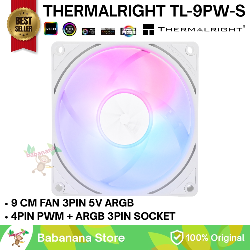 Thermalright TL-9PW-S ARGB 3PIN FAN 9CM PWM 4PIN WHITE COOLER PC ...