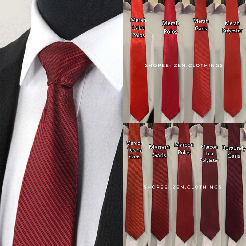 MERAH Men's Tie, Adult Manual Tie, Plain Length And Red Maroon Maroon ...