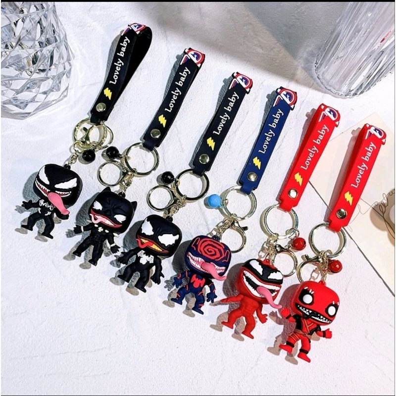 GANTUNGAN Marvel Venom Deadpool Keychain Black Panther Keychain ...