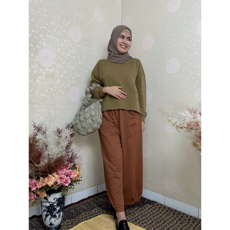 Sr Naia | Premium T-Shirt Sweater - Olive | Shopee Malaysia