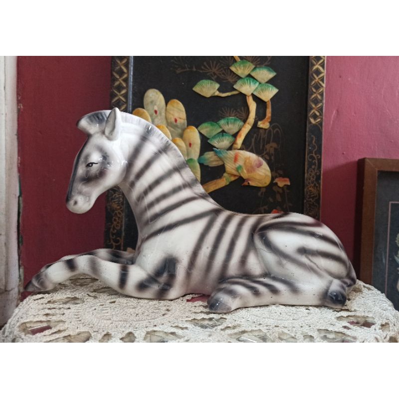 Rare rare European porcelain Zebra ancient statue from the 1970s ...