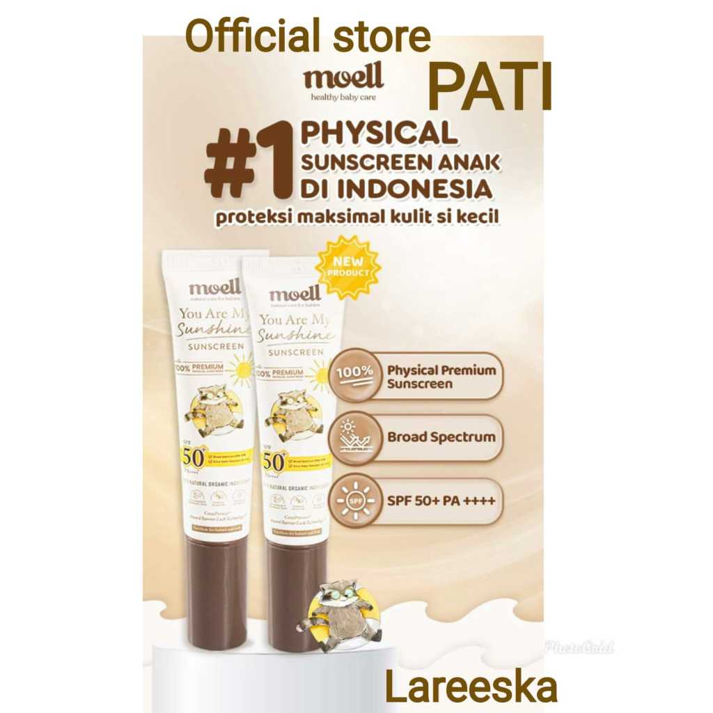 Moell physical sunscreen for children & babies SPF 50+ (PA++++) 30gr ...