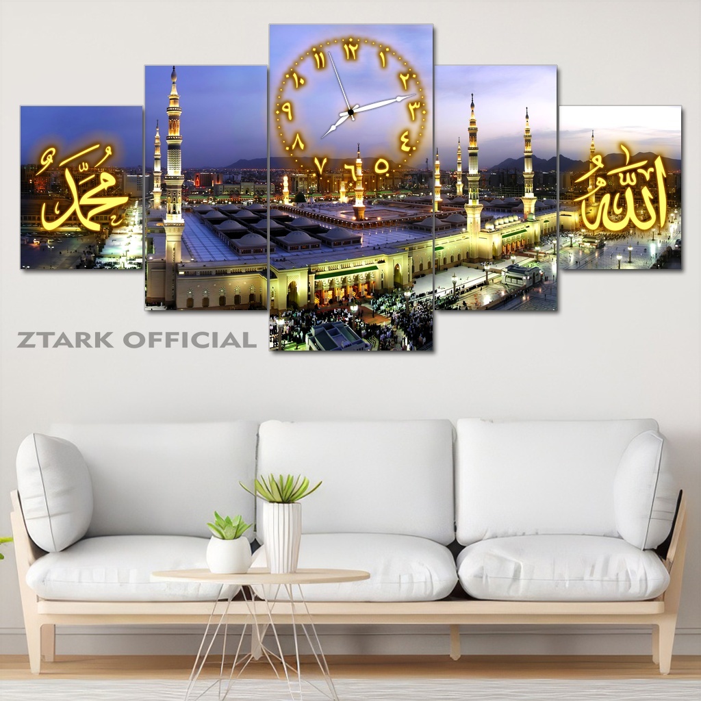 KAYU Allah Muhammad Muslim Living Room Clock 80X40 Multipanel / Kaaba ...