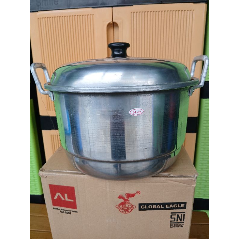 Langseng-panci Dandang Steamed 24 cm Aluminum Global Eagle / Panci ...