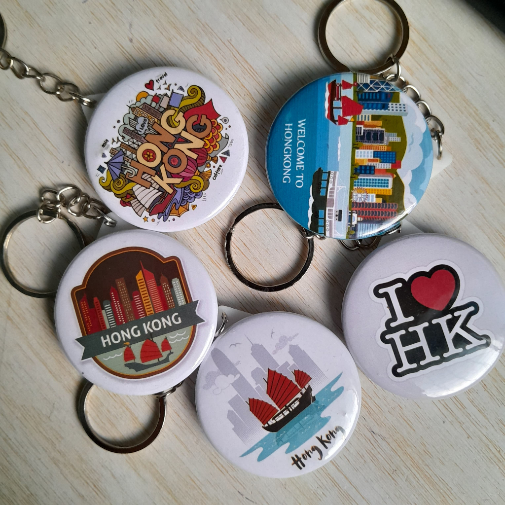 GANTUNGAN Souvenirs BY HONG KONG COUNTRY KEYCHAINS, BROOCHES, ONE SIDE ...
