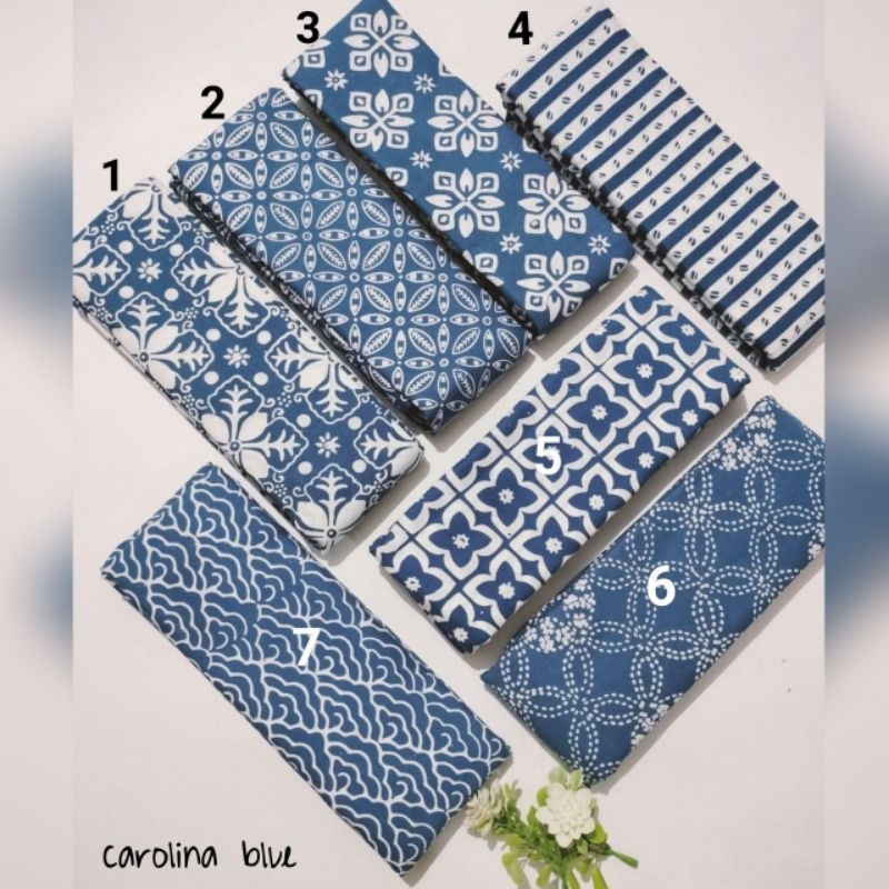 Carolina blue stamped batik fabric cloth light blue blue sky garutan ...