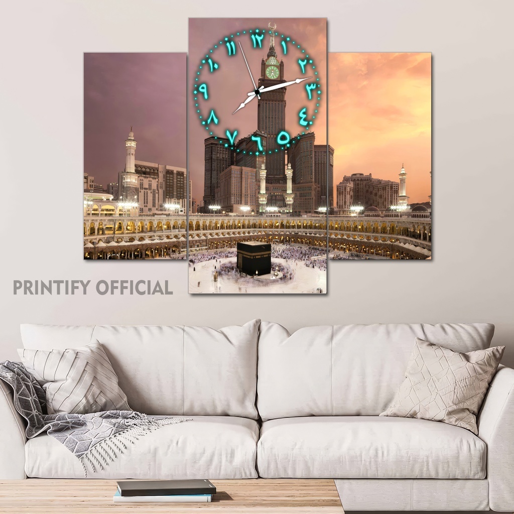 Makkah Madinah Room Clock 50X40 Multipanel / Large Islamic Clock Kaaba ...