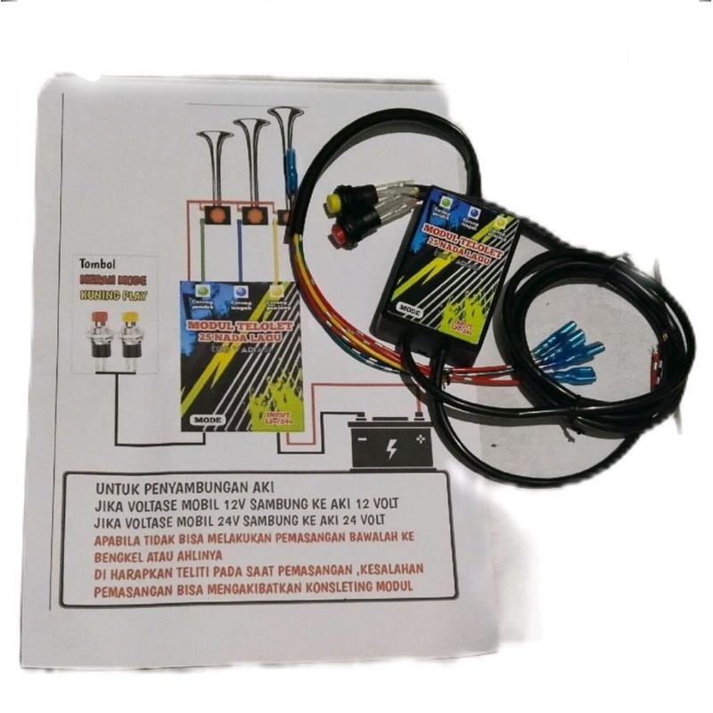 Telolet Horn Module 3 Funnel 25 Basuri Tone 12/24V universal | Shopee ...