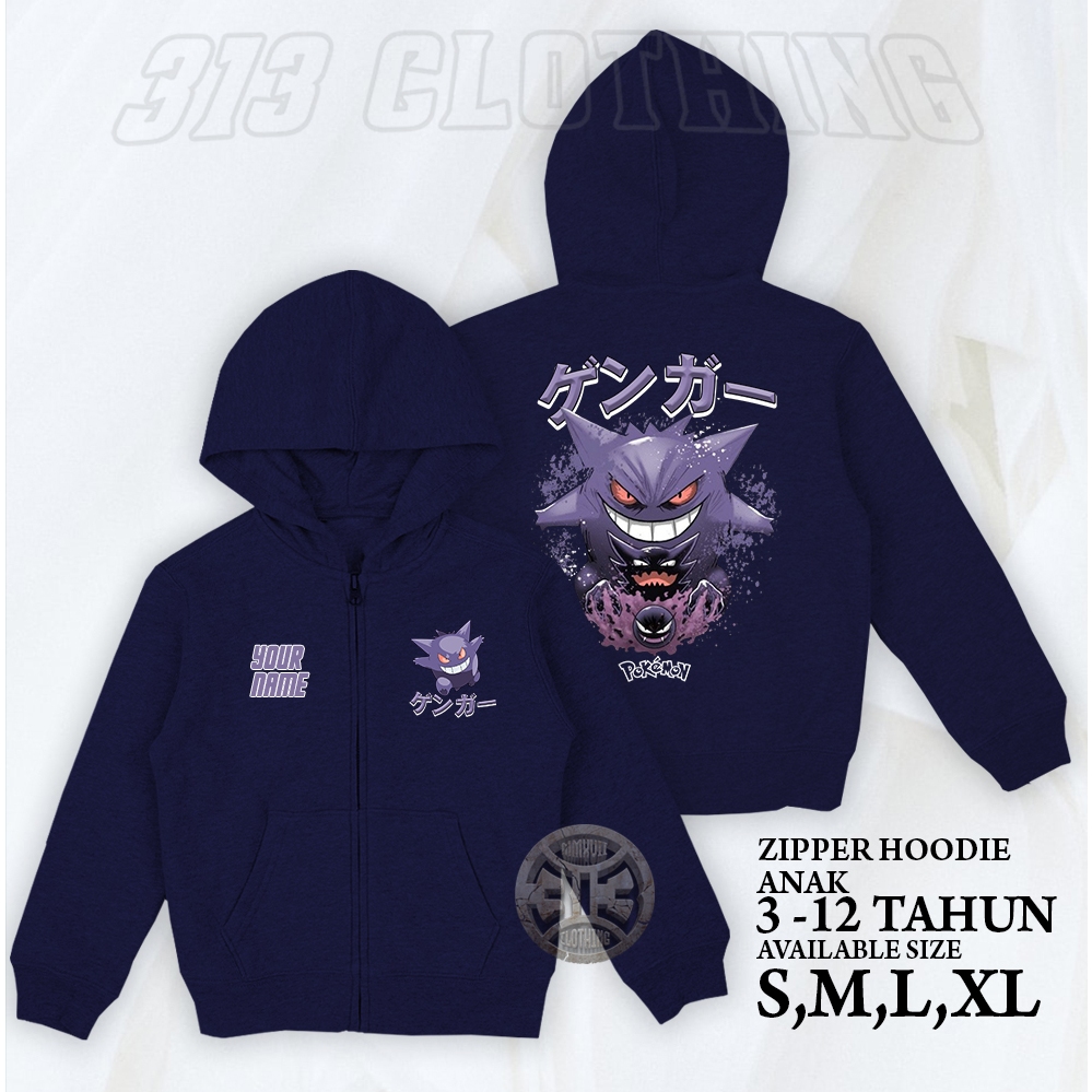 Pokemon Gengar Children's Zipper Hoodie Jacket / Pokemon Gengar Free ...