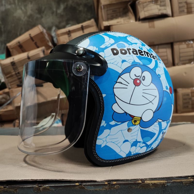 Bogo Helmet Full Neck Leather retro Adult Clear Flat Glass doraemon ...