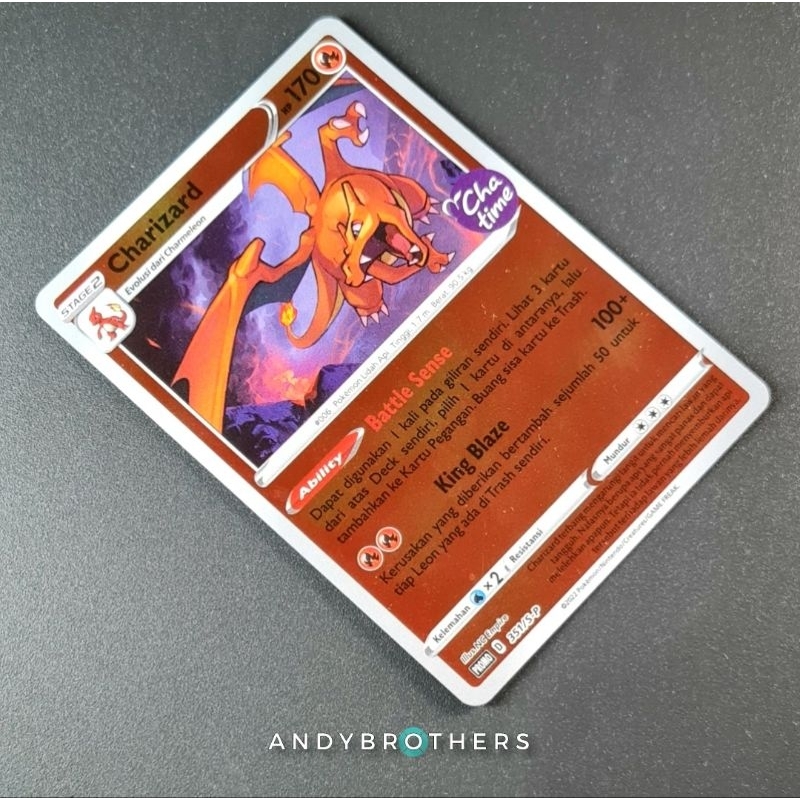 Pokemon Card Card CHARIZARD Chatime 351/S-P TCG Indonesia Original ...