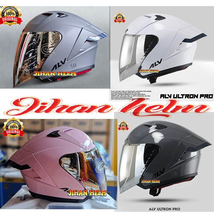 Helmet ALV ULTRON PRO HALF FACE ORIGINAL Adult Latest SILVER FLAT Glass ...