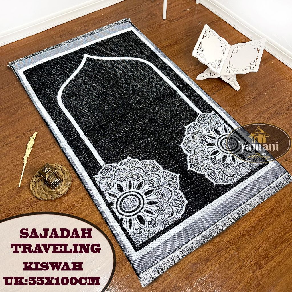HITAM Traveling Prayer Mat With Kiswah Motif Special Black Adult Size ...