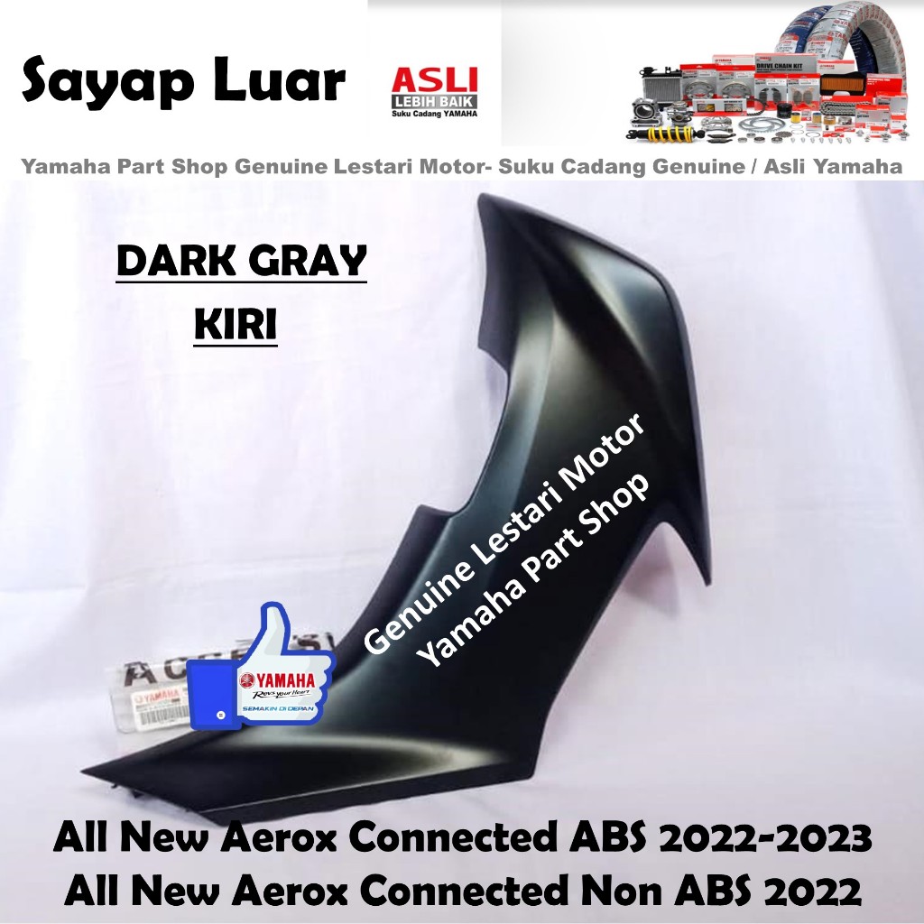 Cover Cowling Wing Outer Left Dark Gray All New Aerox Original Yamaha ...