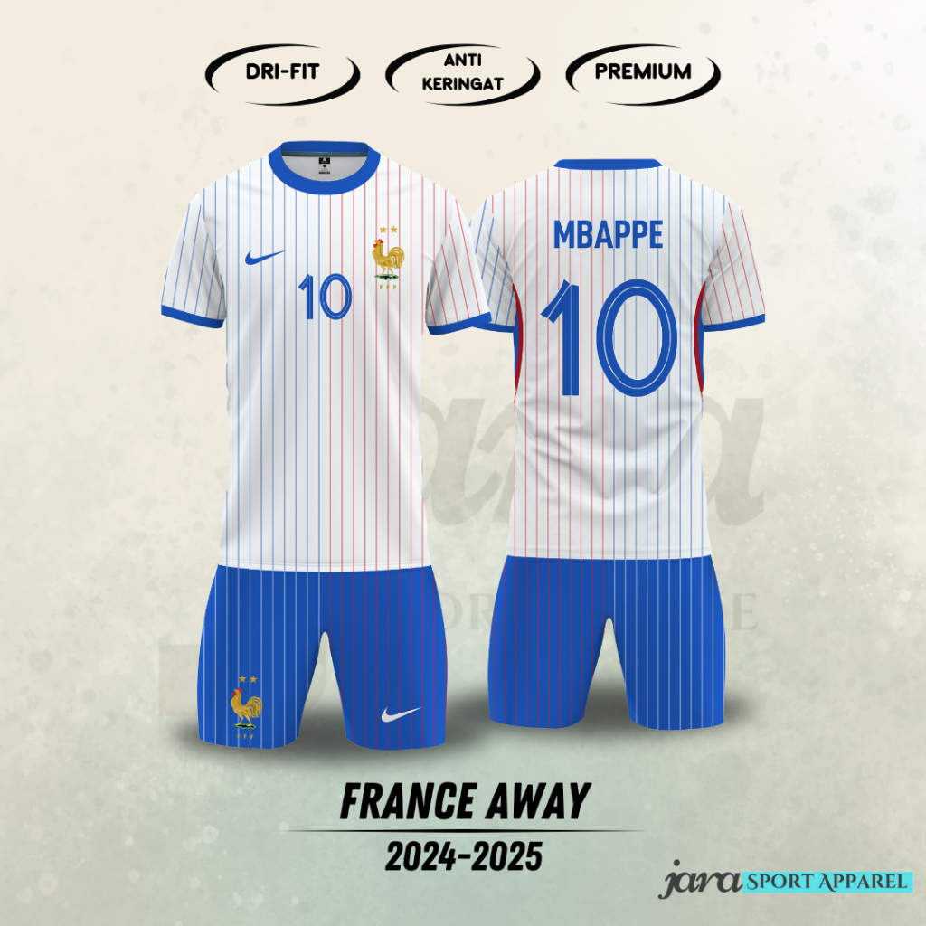 2024-2025 France Away Jersey Custom Name and Back Number Full Printing ...